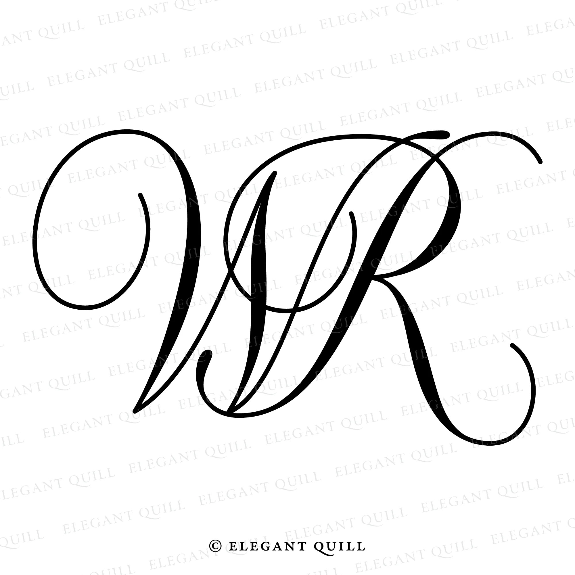 Script Logo Rw Initials Elegant Quill
