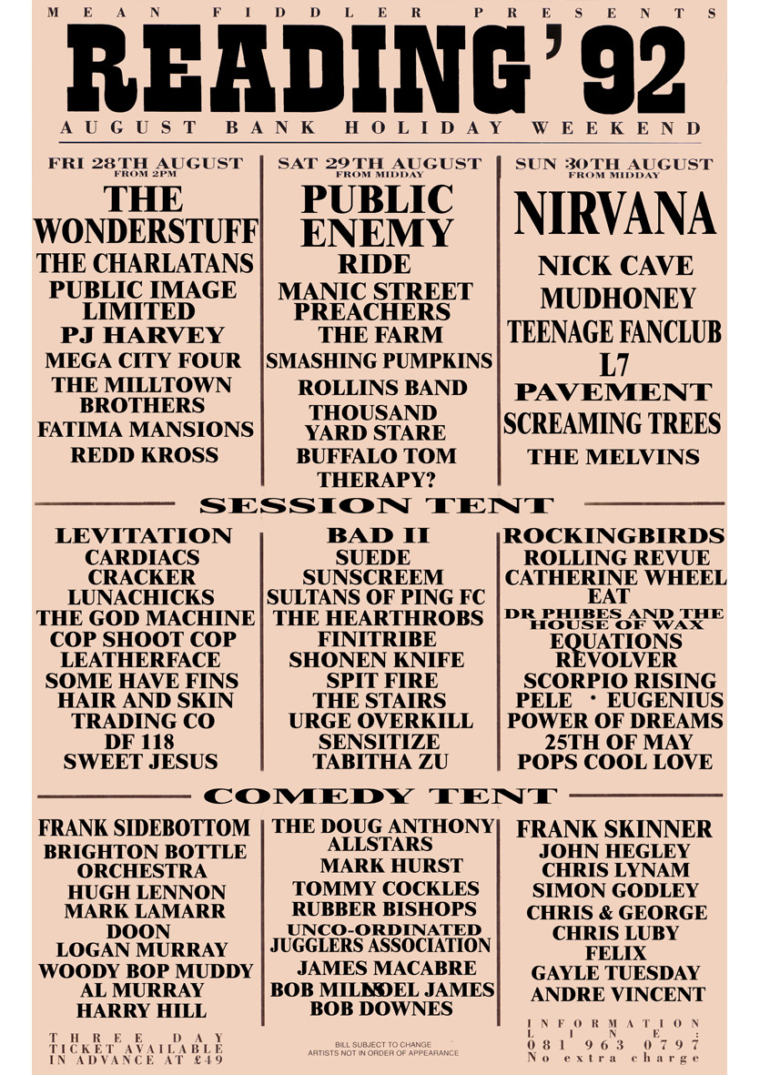 Hace 23 años... el Reading Festival del 92 - https://www ...