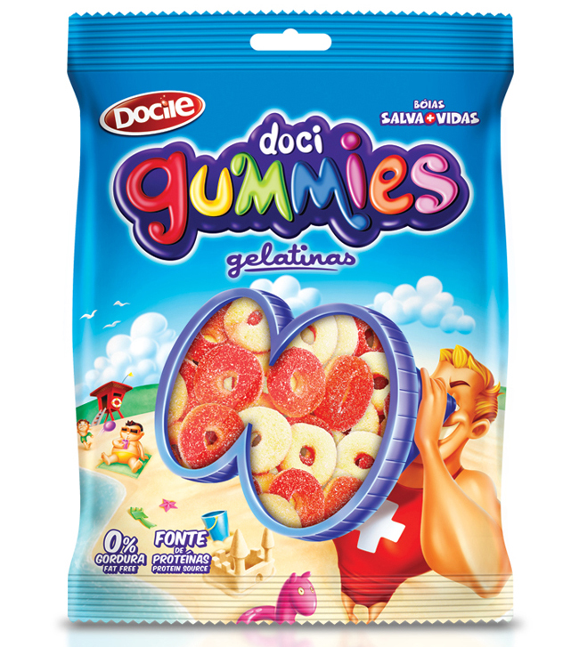 Doci gummies: empaque con caricaturas