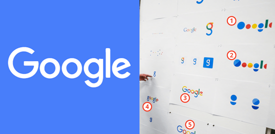 Logos desechados en el proceso creativo para la nueva identidad de Google
