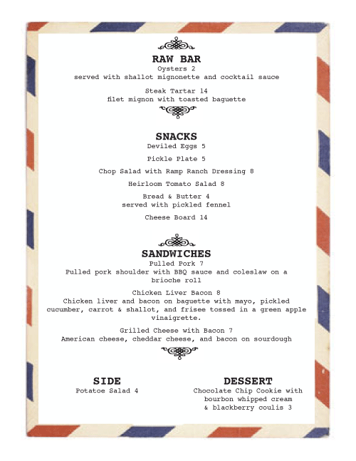 Menú del Restaurante Post Office