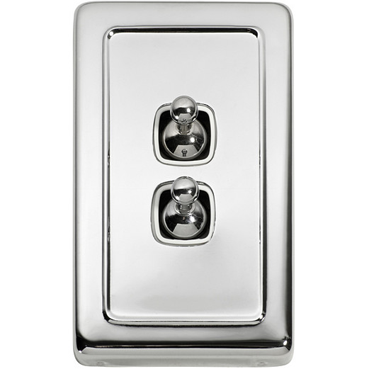 Light Switch, Flat Plate. 2 Gang Toggle | Elraco