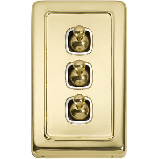 Light Switch, Flat Plate. 3 Gang Toggle | Elraco