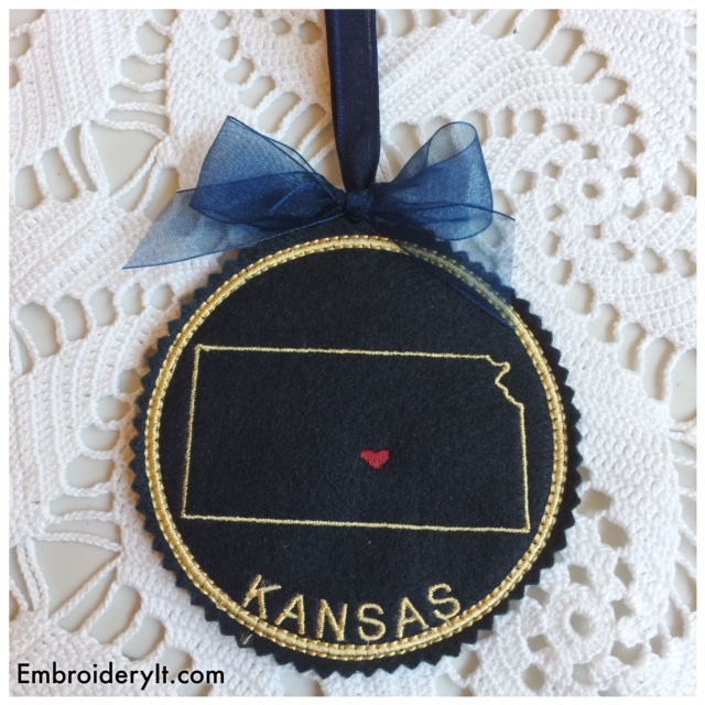 Personalized Machine Embroidery States Coasters and Ornaments ...