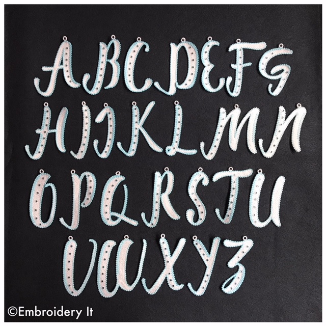Free Standing Lace Modern Script Alphabet - Embroidery It
