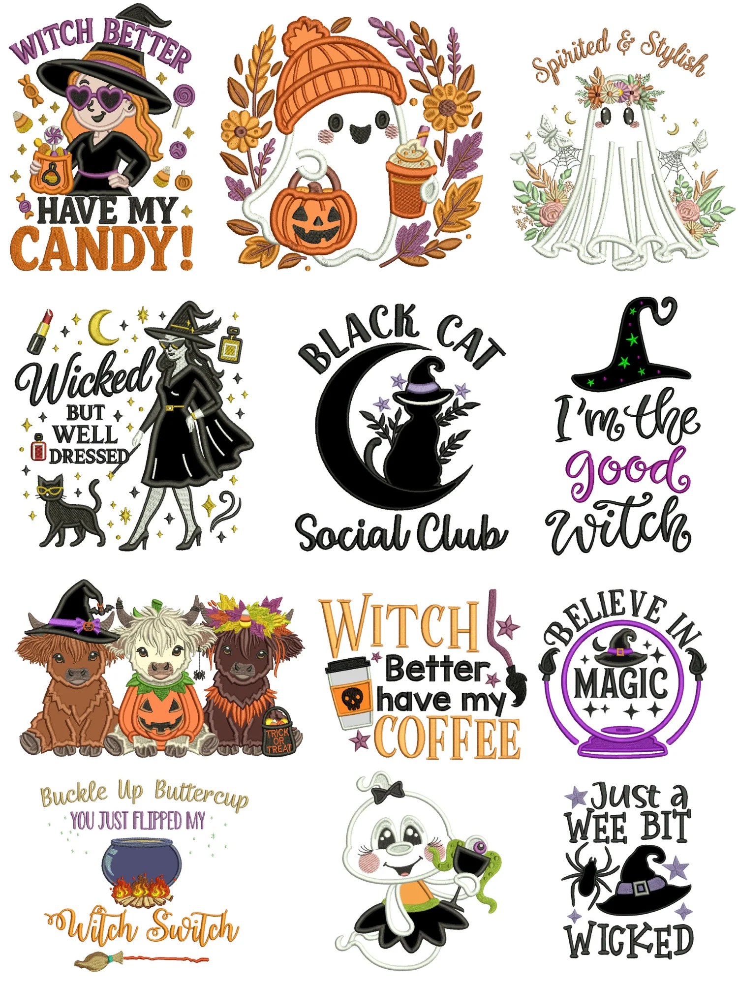 Halloween Set 4 24 Machine Embroidery Designs Embroiderymonkey