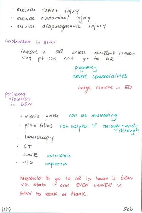 1199. Management of thoracoabdominal (low chest) stab wound ...