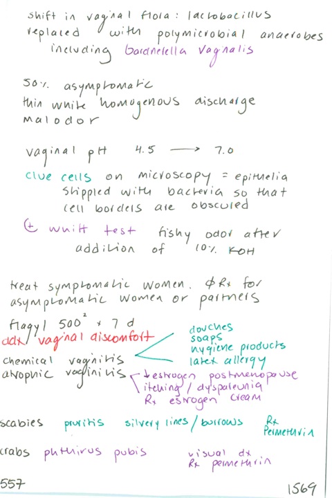 557. Bacterial vaginosis: pathogenesis, s/sx, dx, rx // Other causes of ...