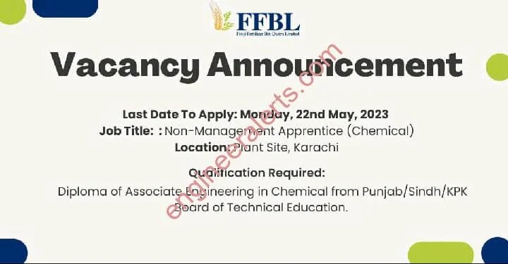 FFBL Fauji Fertilizer Bin Qasim Limited Karachi Apprenticeship 2023 ...