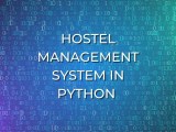 Hostel Management System In Python With Source Code Download