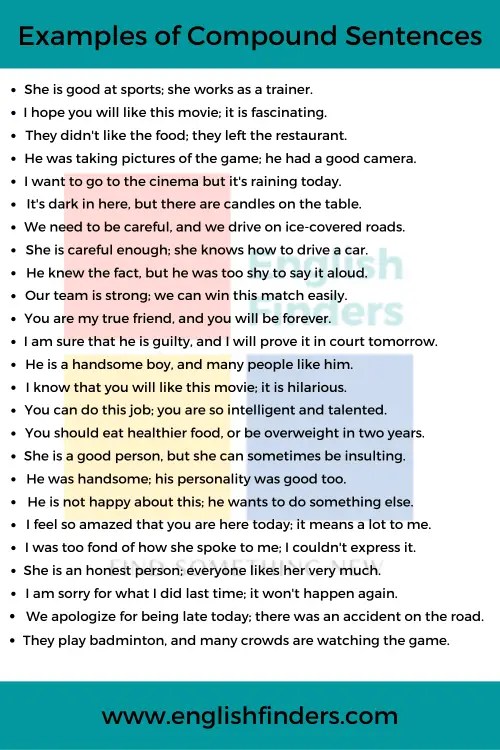 50 Examples Of Compound Sentences English Finders 50-examples-of-compound-sentences-english-finders