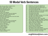 50 Modal Verb Sentences Using Modal Verb Example Sentences English