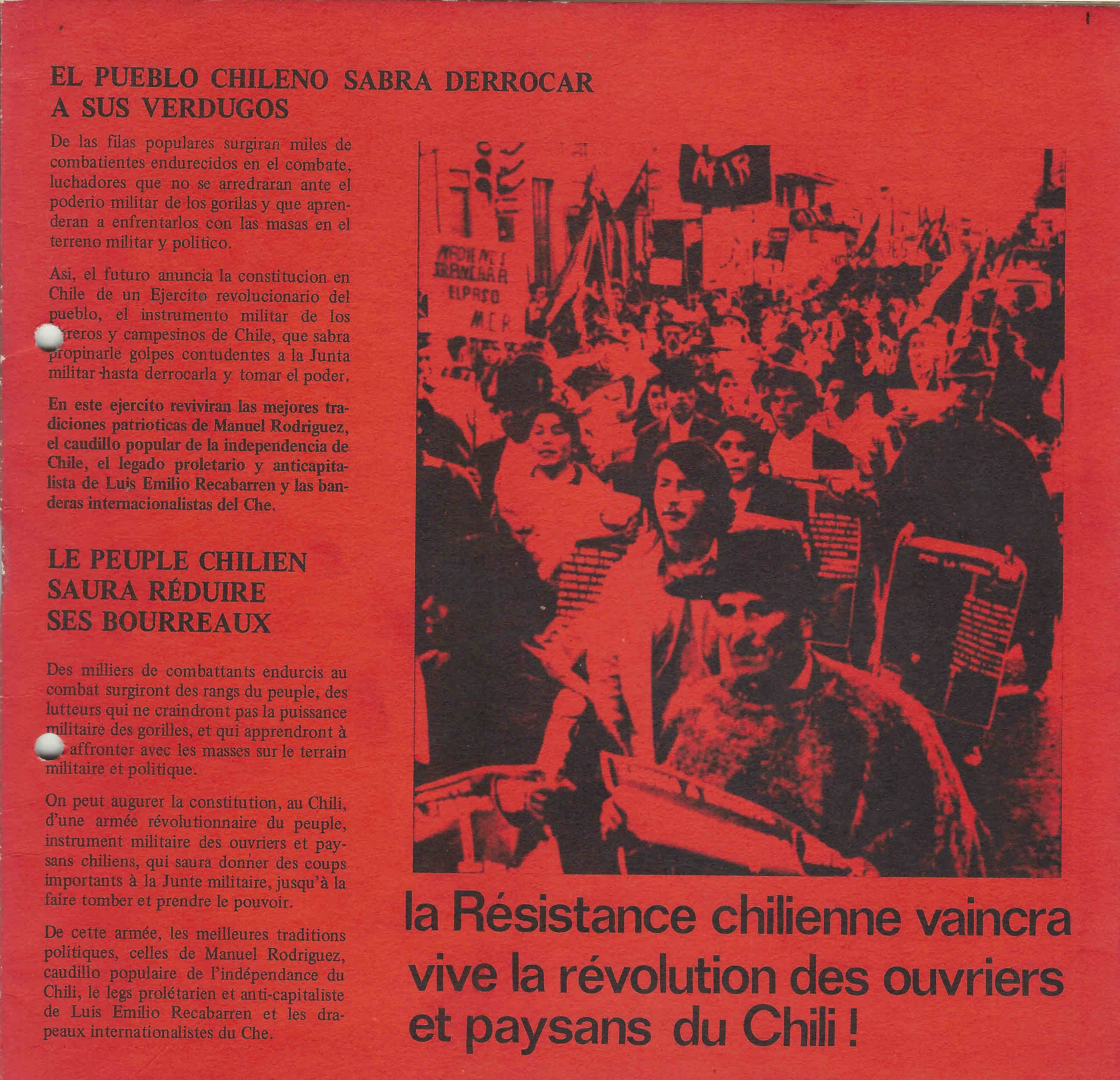 CHILE – MOVIMIENTO DE IZQUIERDA REVOLUCIONARIA (MIR) – EPHEMERA ...