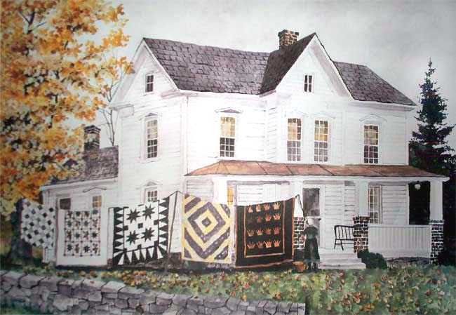 Airing the Quilts – Eric Mohn Watercolors