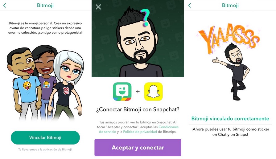 Snapchat se integra con Bitmoji y permite usar stickers personalizados