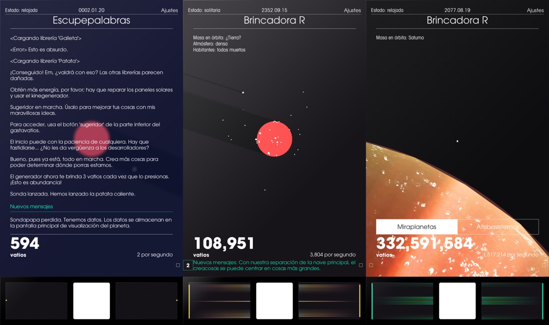 SPACEPLAN, el clicker espacial con modo historia, final y patatas