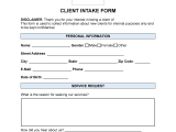 Free Client Intake Forms 35 Pdf Word