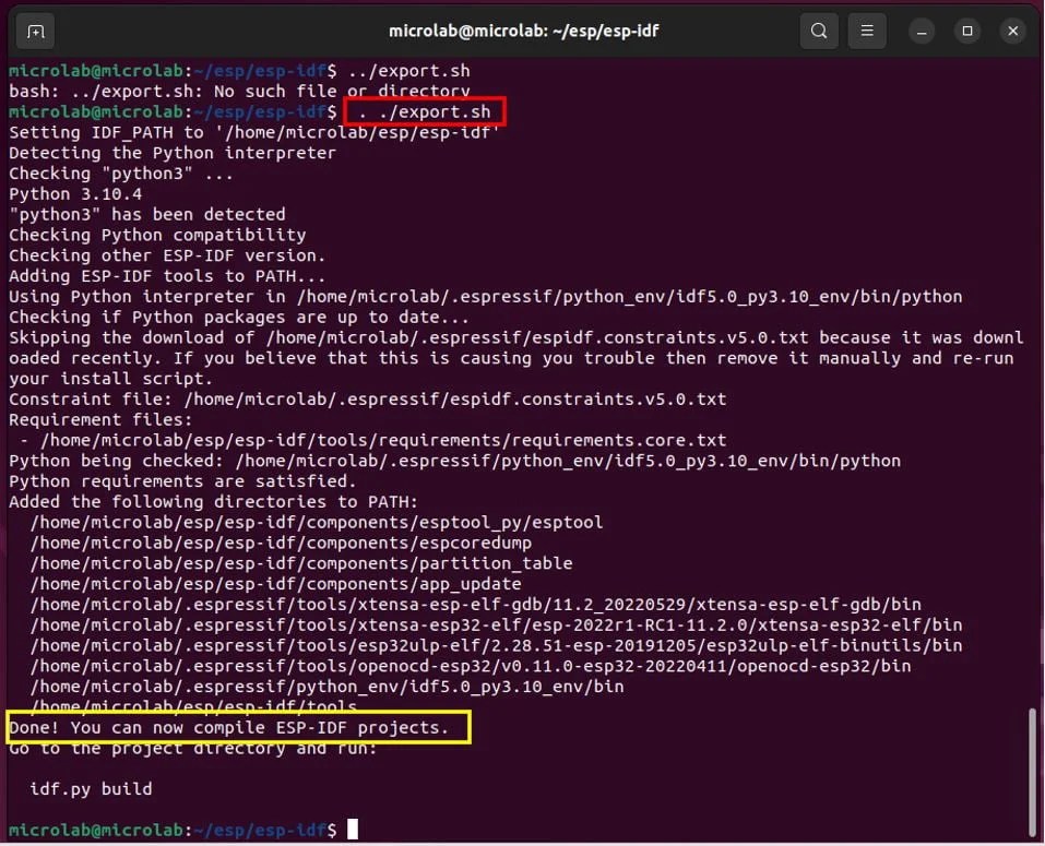 Install ESP32 ESP-IDF on Linux Ubuntu