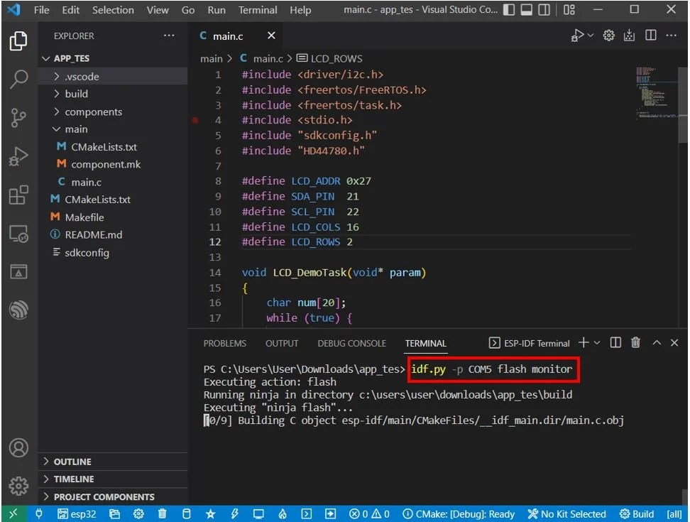 Interface I2C LCD with ESP32 using ESP-IDF