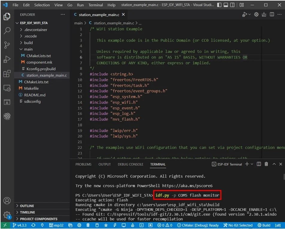 ESP32 ESP-IDF Connect with WiFi - Station Mode Example