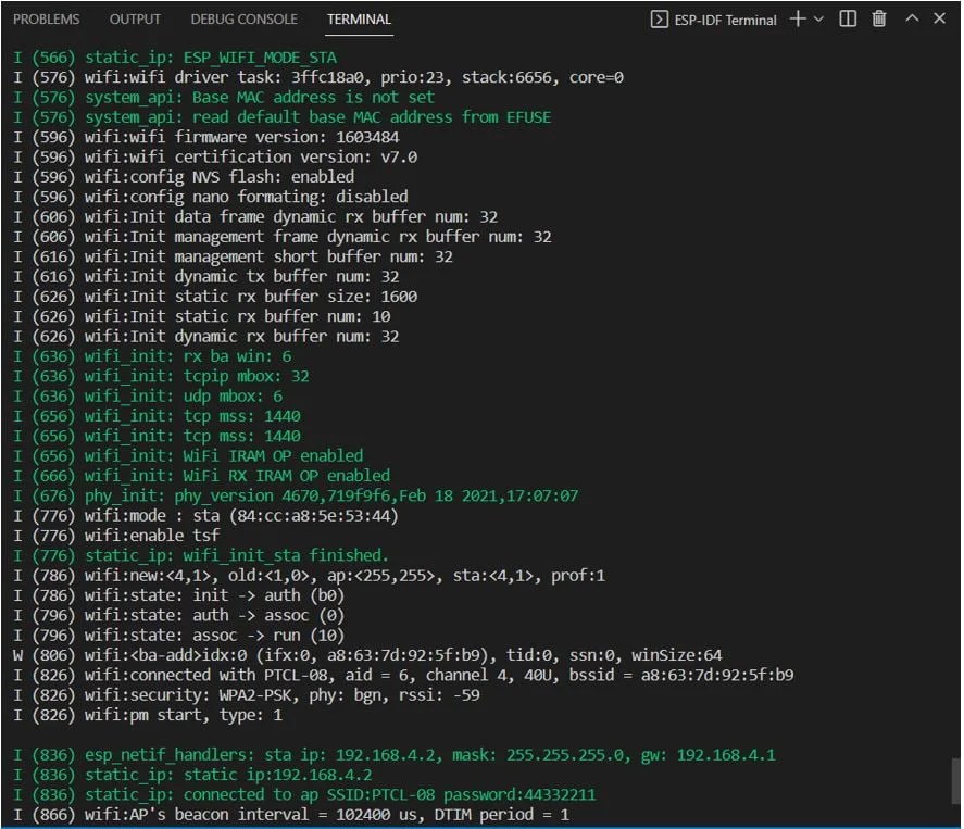 ESP32 Static/Fixed IP Address using ESP-IDF