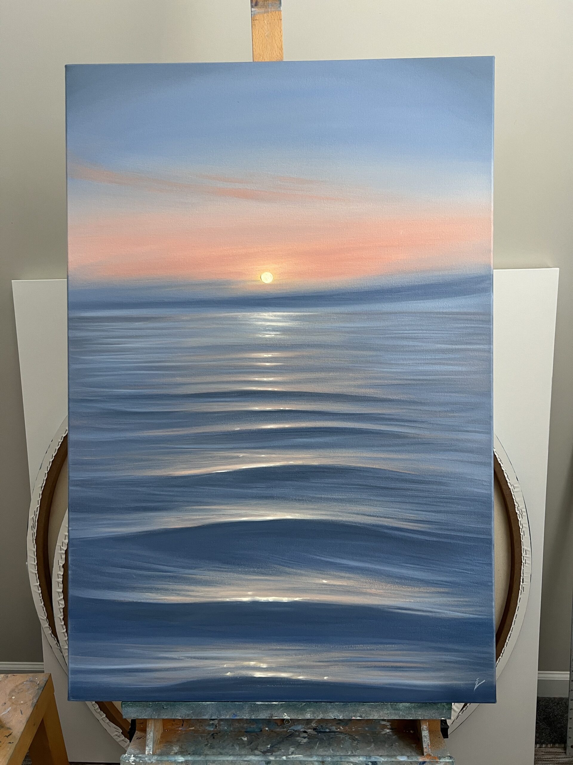 Rising with The Sun- Large Original Ocean Sunrise Oil Painting on ...