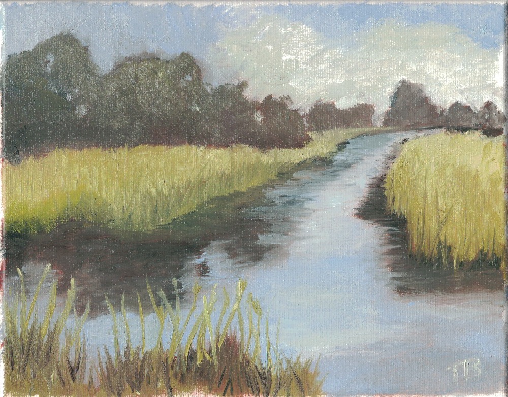 Marsh View Original Oil Painting, 10x8 Oil on Canvas - Ever After Cottage