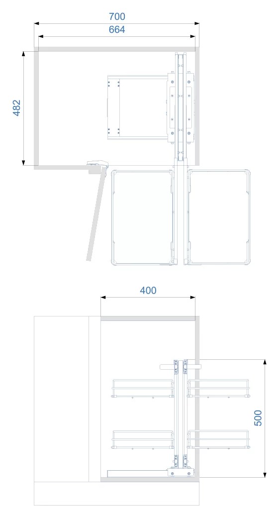 Blind Corner Pull Out Solid Base 700 - Everyday Kitchen Storage Accessories