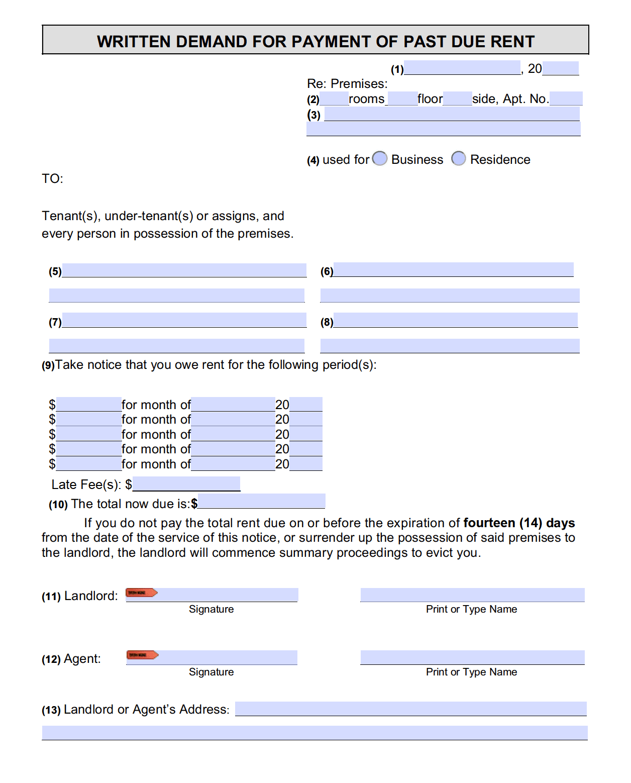 Free New York 14-Day Demand for Rent | Non-Payment of Rent | PDF
