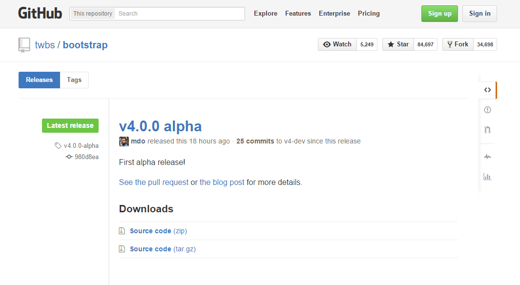 Lanzamiento de Bootstrap 4.0.0 Alpha y Adios Bootstrap 3 – Evilnapsis