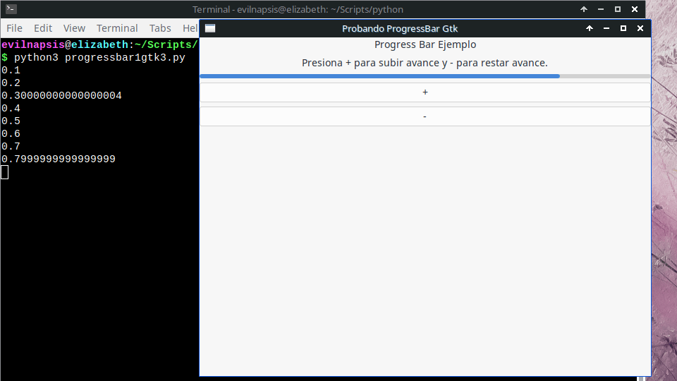 Controlar un ProgressBar con Botones en Gtk 3 y Python – Evilnapsis