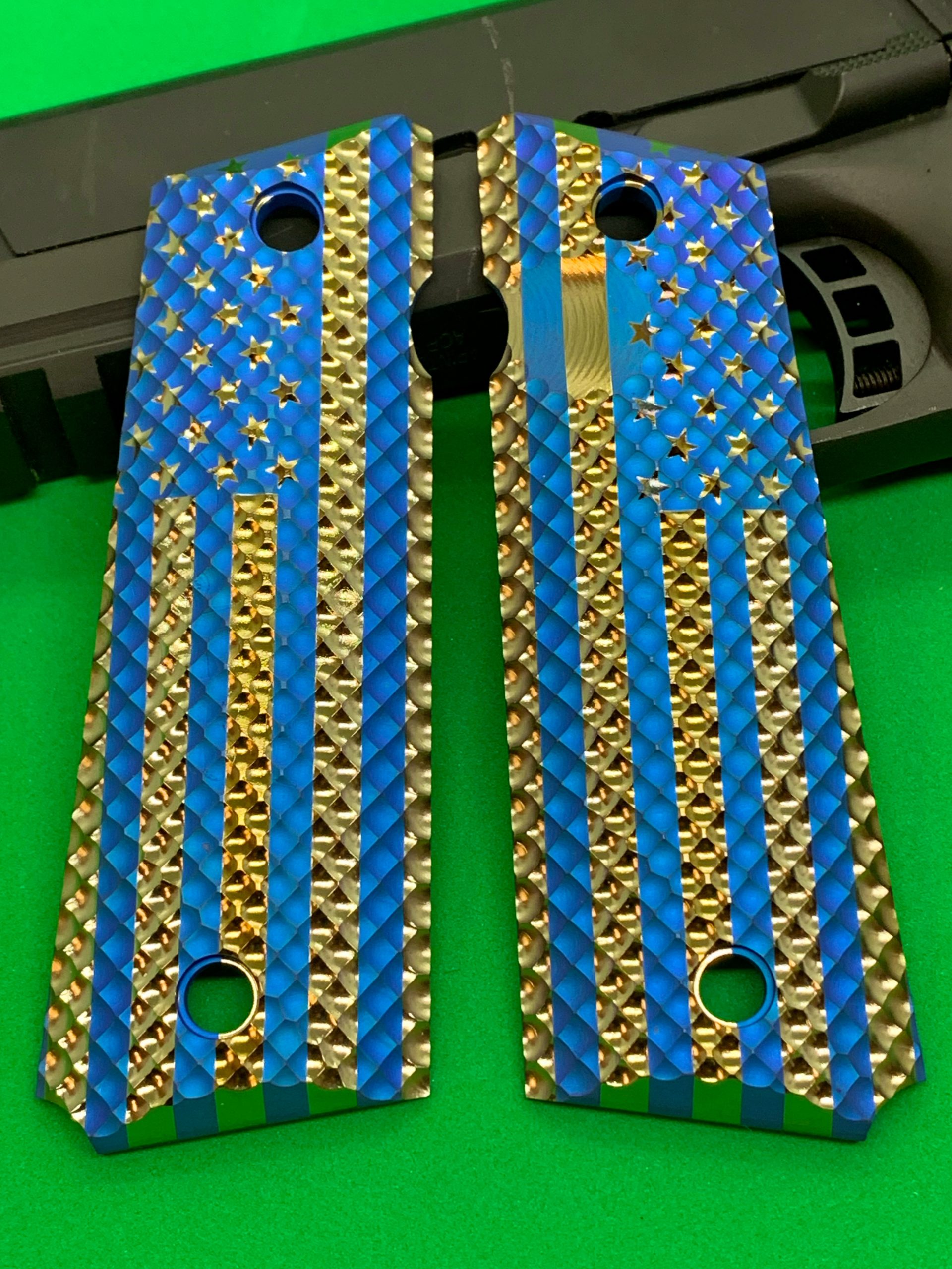 Titanium 1911 Pistol Grips - USA Flag - Velcro Style - EWD Designs