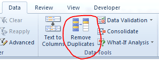 Removing Duplicate Values in Excel