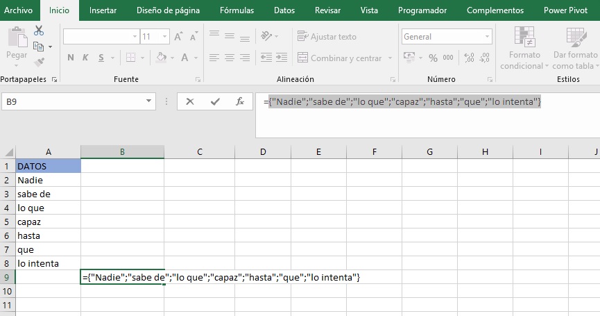 PASAR INFORMACIÓN DE UN RANGO A UNA CELDA USANDO FÓRMULAS - Excel Signum