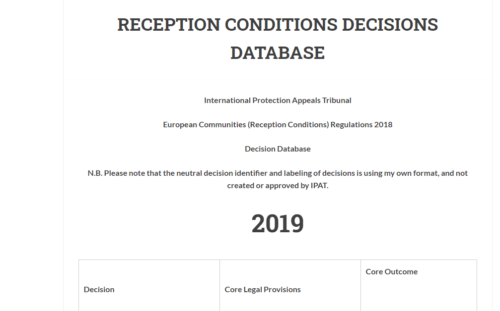 Launching the Reception Conditions Regulations Decisions Database ...