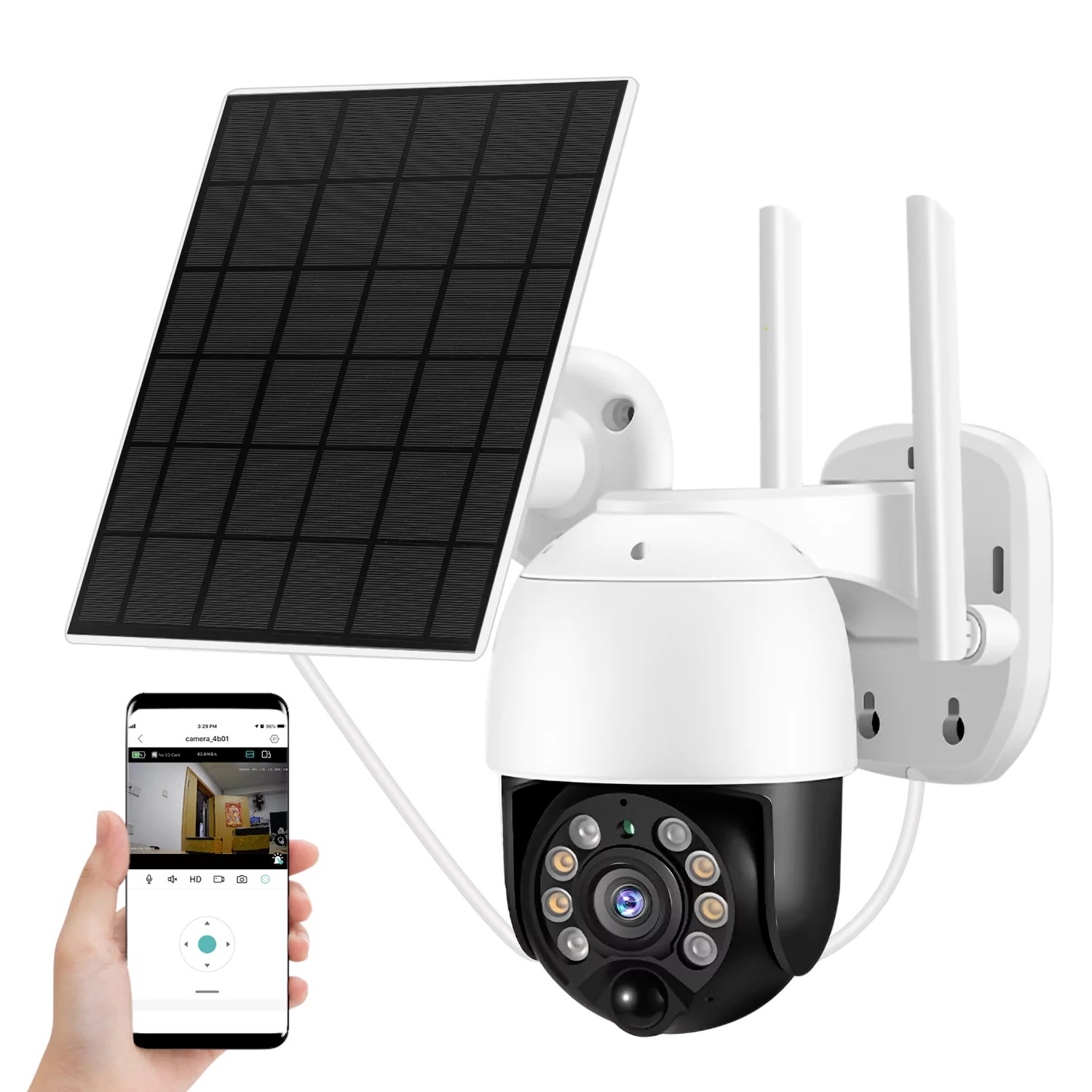 3MP 2-Way Audio AI Tracking PTZ Wireless Solar Security Camera Built-in ...
