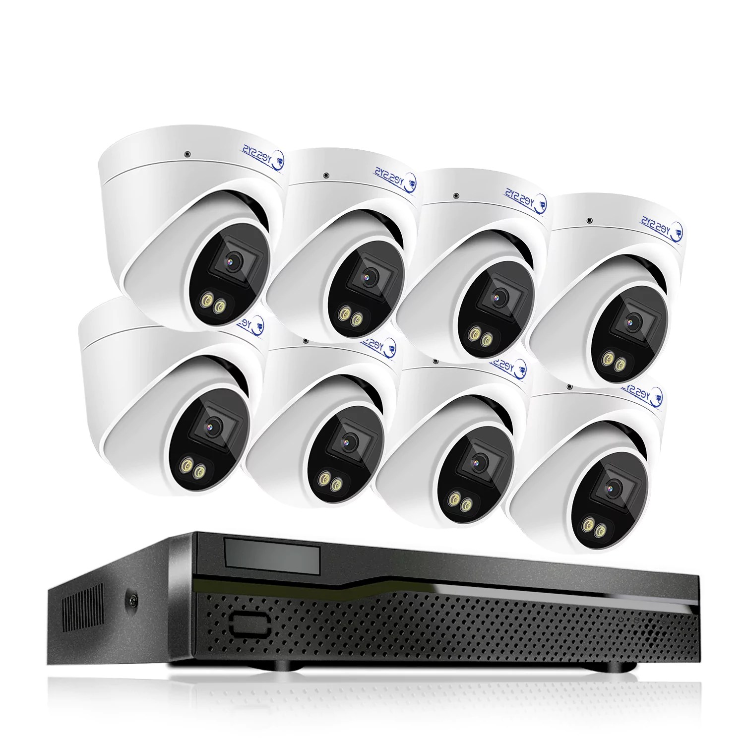 8pcs 2.8mm Lens 4K ColorVu Audio POE DOME 8MP Camera System - Security ...
