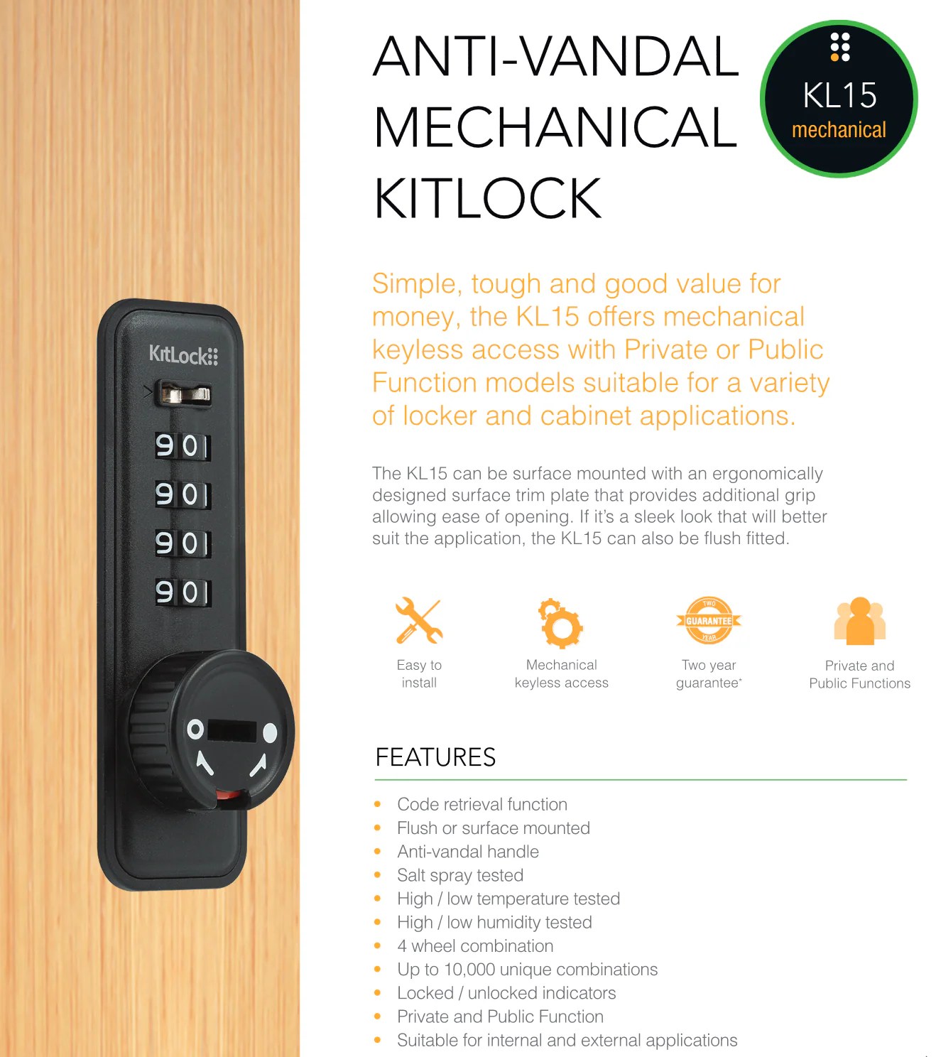 Kl15 Kitlock Mechanical Combination Lock By Codelocks Fastshipkeys