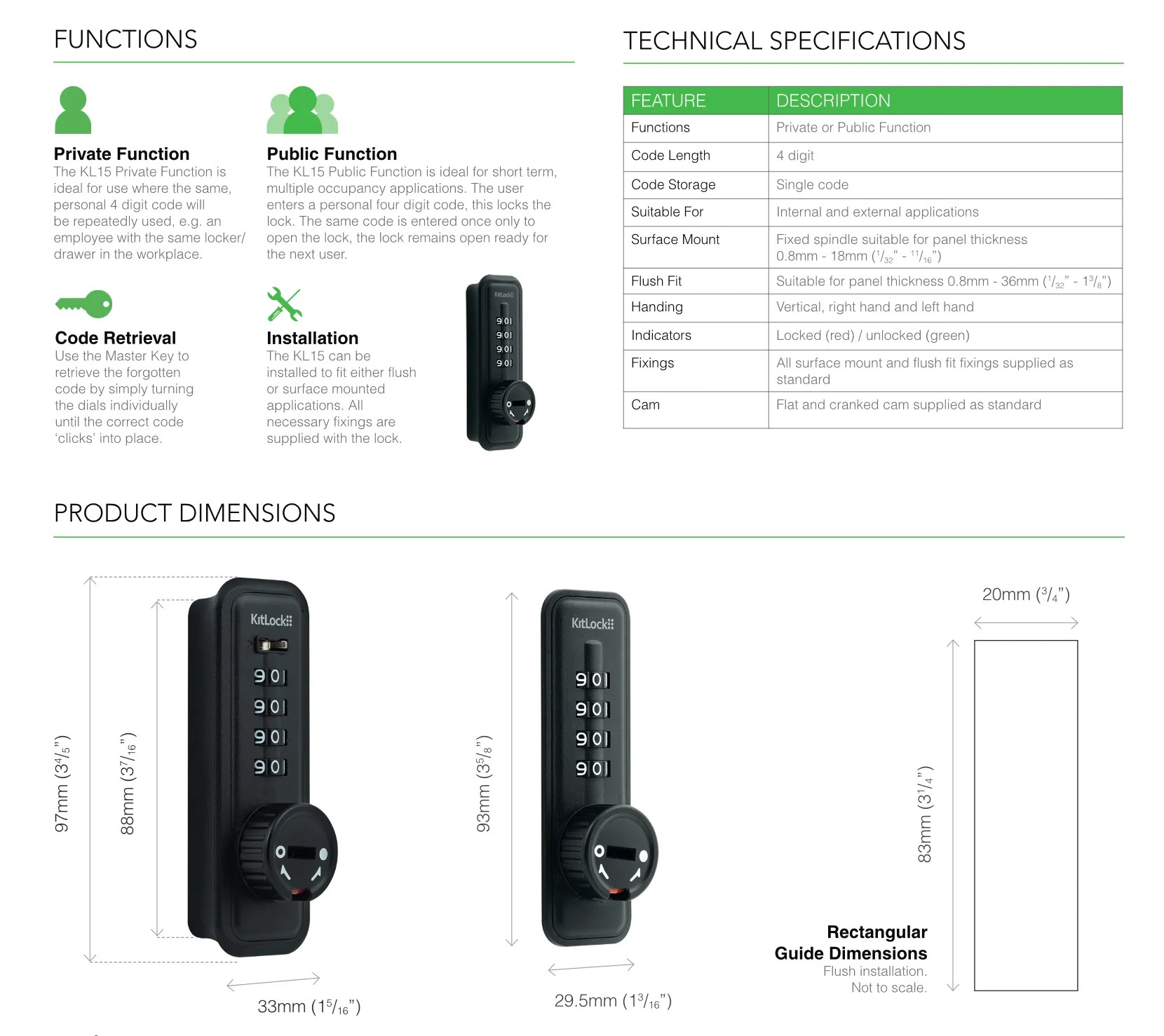 Kl15 Kitlock Mechanical Combination Lock By Codelocks Fastshipkeys
