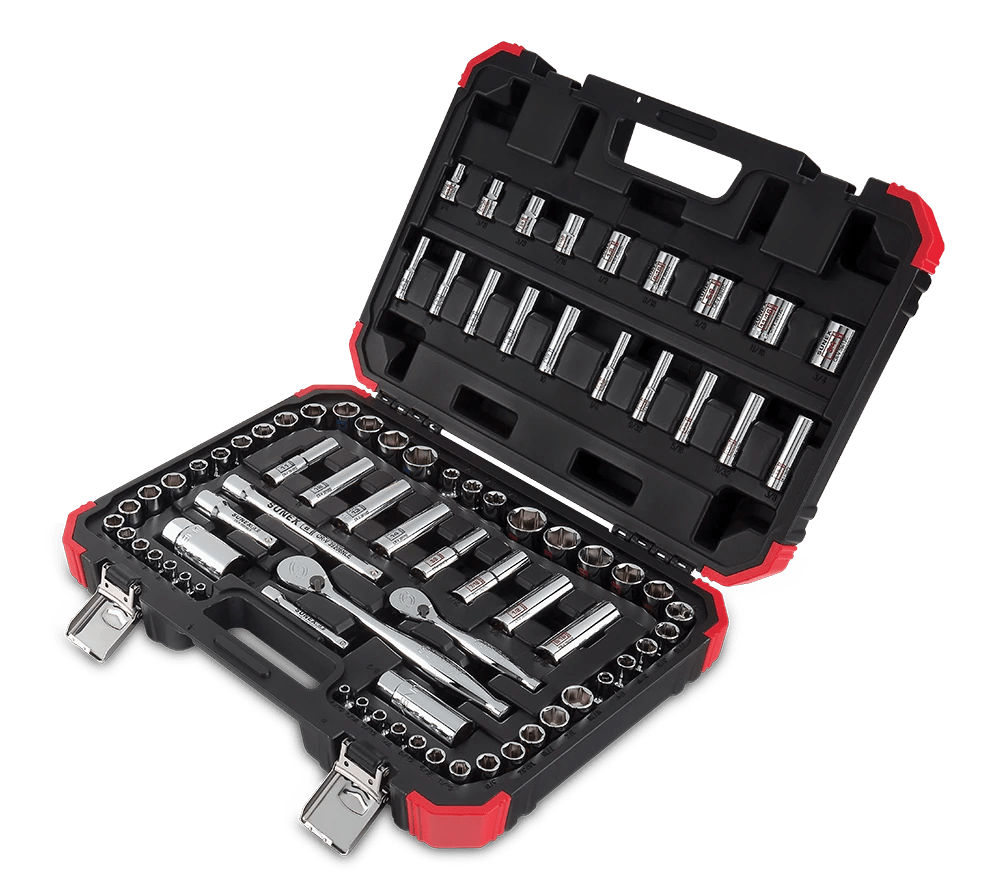 Sunex 1/4″ and 3/8″ Drive Metric/SAE Chrome Socket Set 79-Piece – Fat ...