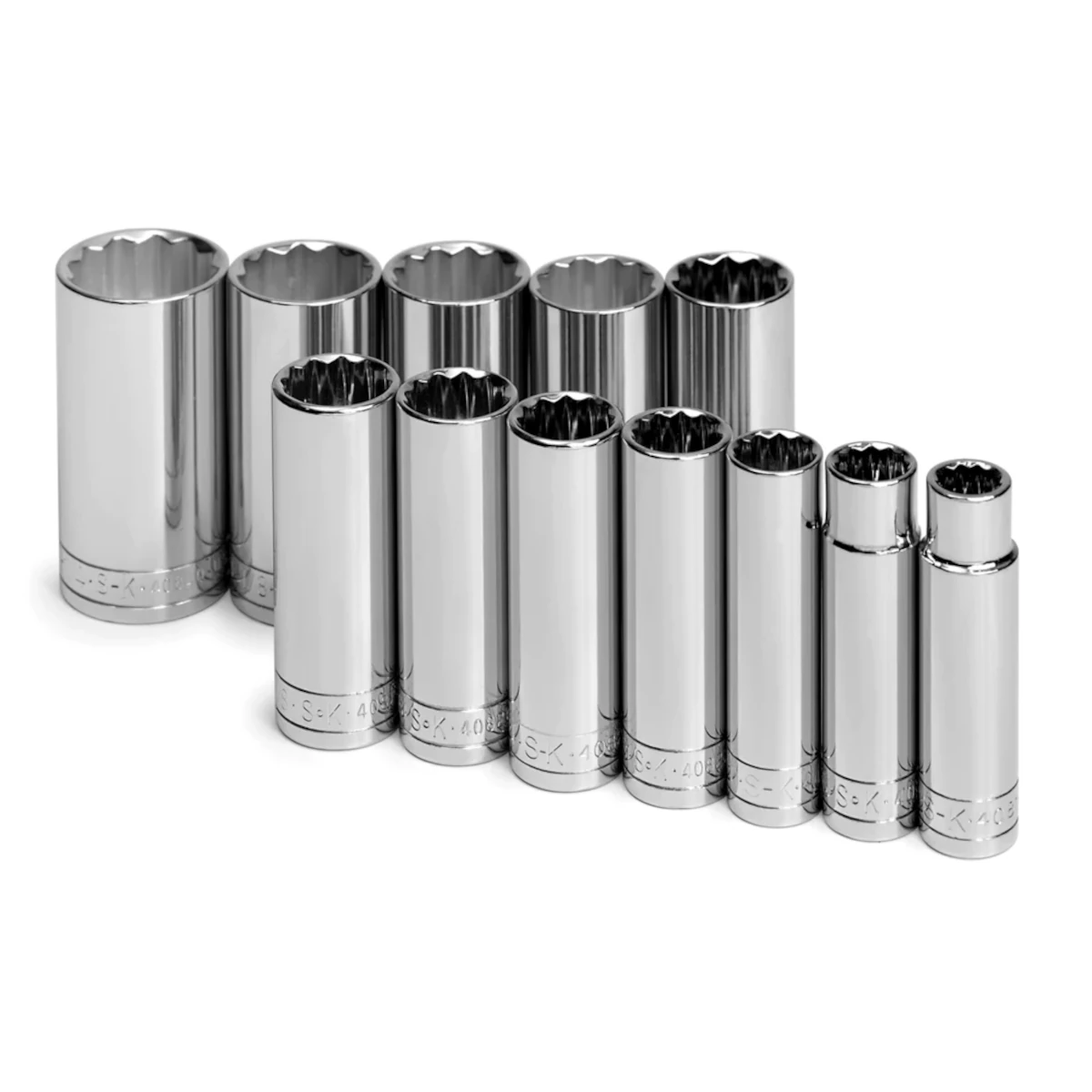 SK 12 Piece 1/2″ Drive 12 Point Deep Fractional Chrome Socket Set – Fat ...