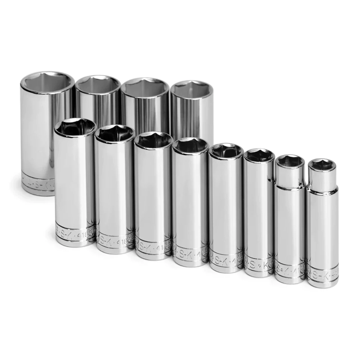SK 12 Piece 1/2″ Drive 6 Point Deep Fractional Chrome Socket Set – Fat ...