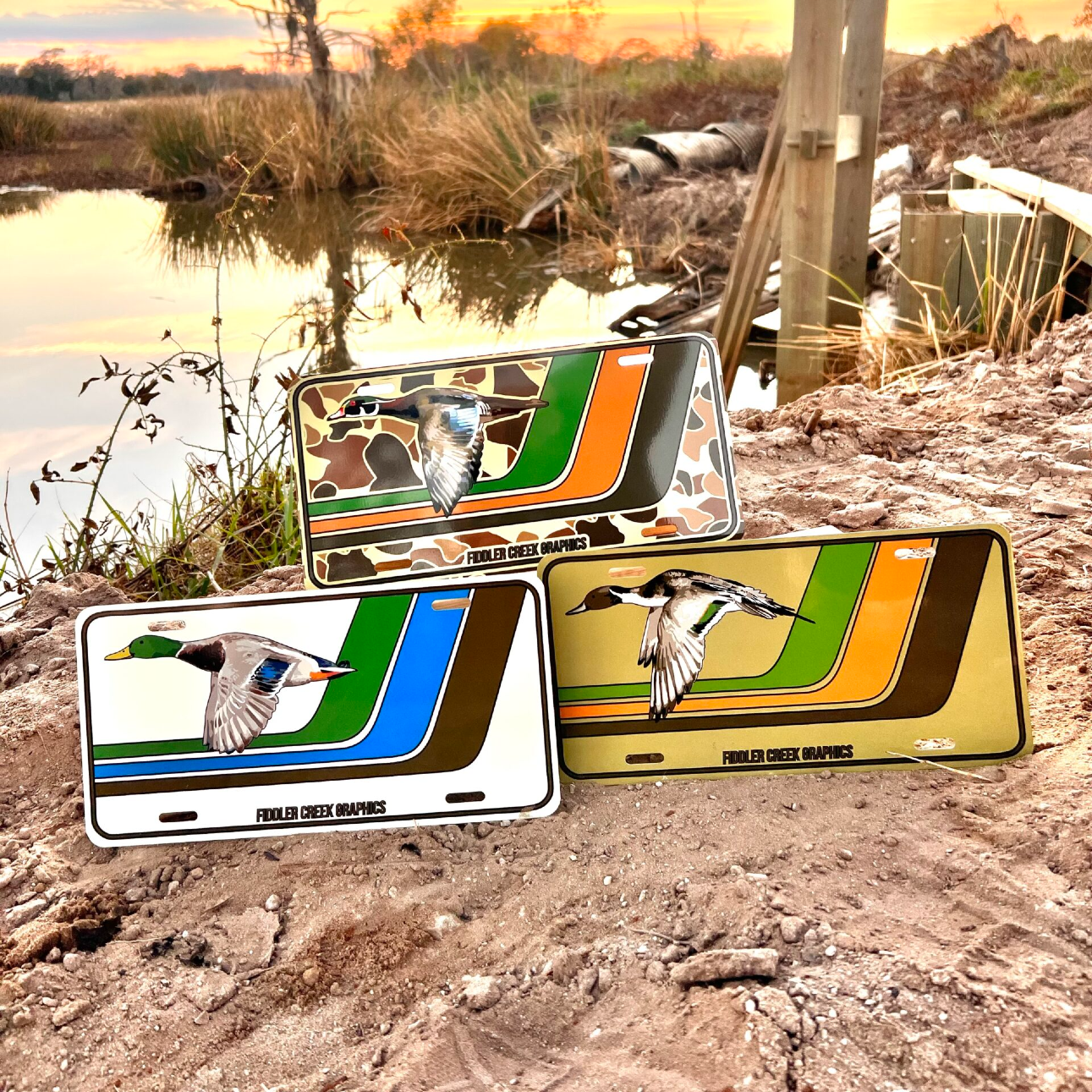 Old School Waterfowl License Plates - Fiddler Creek Graphics