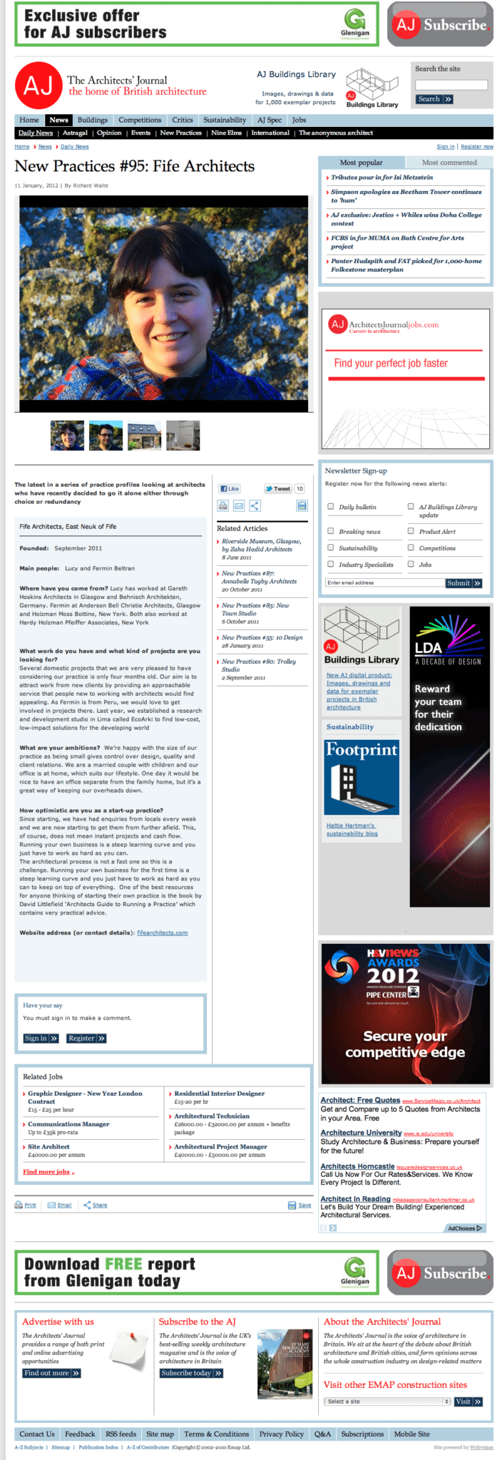 Architects Journal "New Practice" Feature - Fife Architects