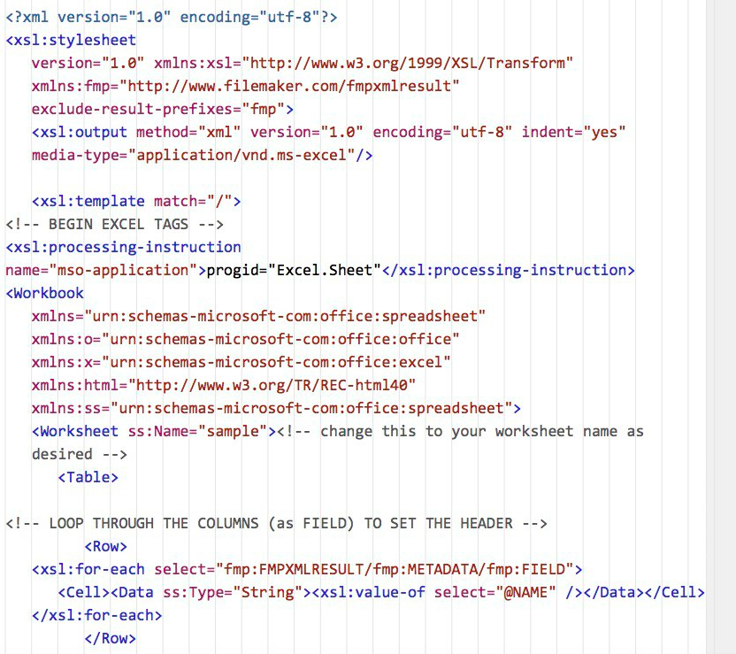 Excel Exports Using Xml And Xslt Filemakerhacks
