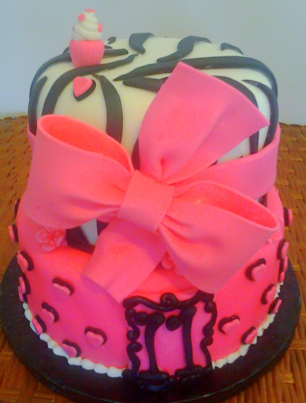 Girl’s two tier animal print zebra stripe and hearts pink and black ...