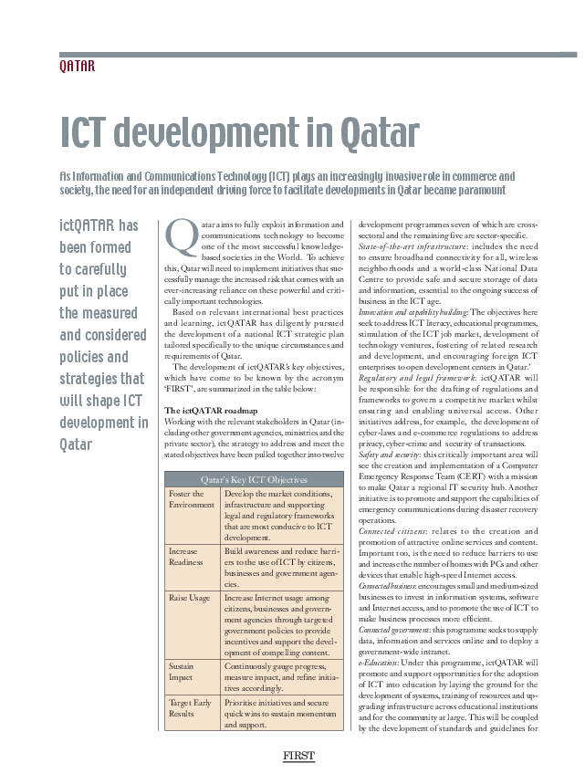 ICT Development in Qatar - FIRST Strategic Insight