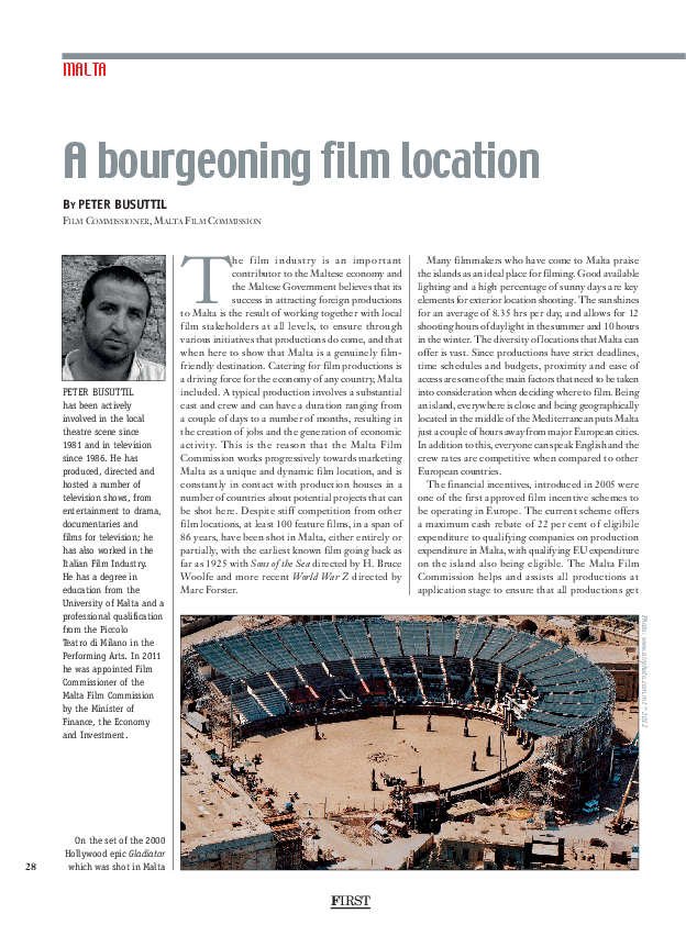 A bourgeoning film location - FIRST Strategic Insight