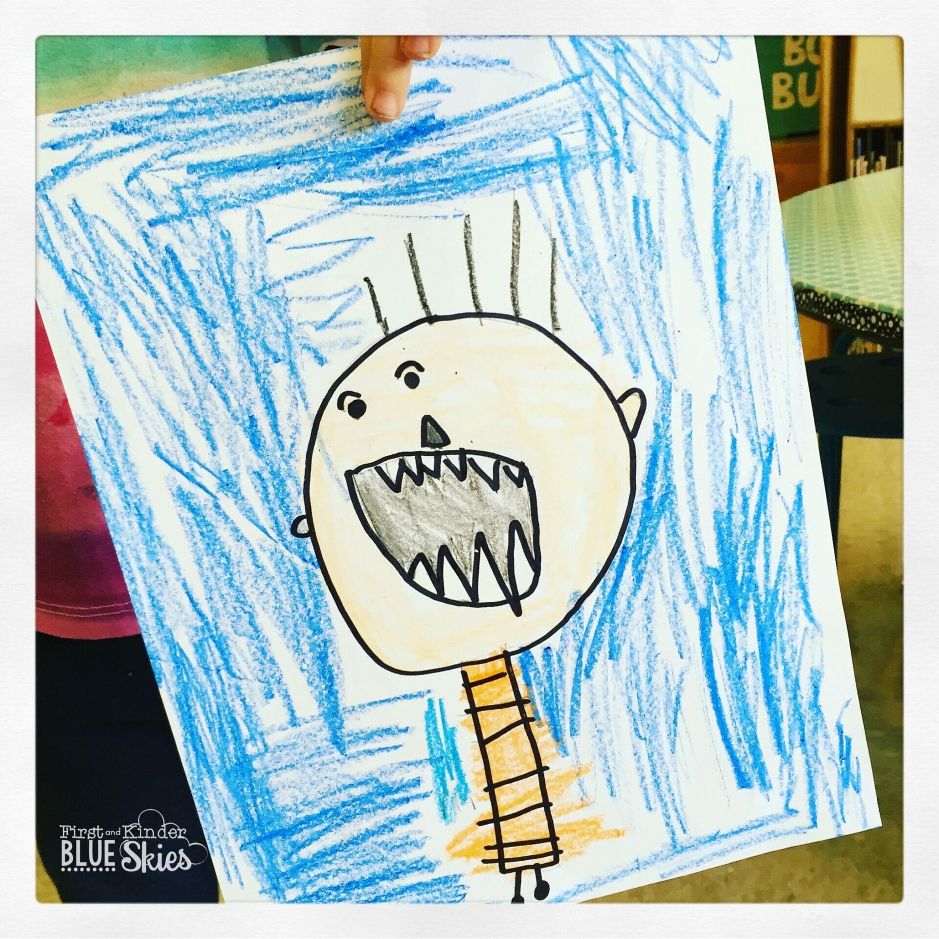 No, David! Directed Drawing - First Grade Blue Skies
