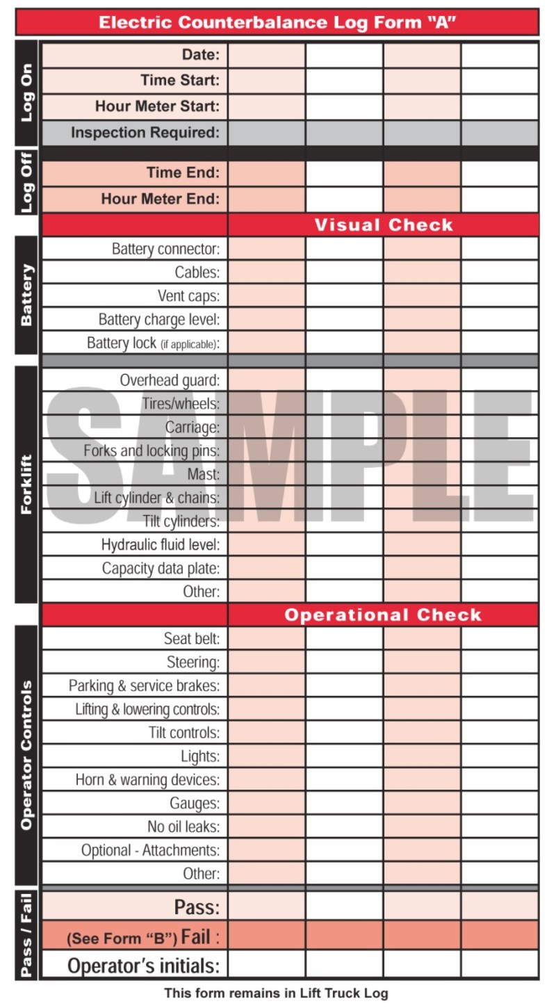 Refill Counterbalance Electric Forklift Daily Inspection Log Book refill-counterbalance-electric-forklift-daily-inspection-log-book